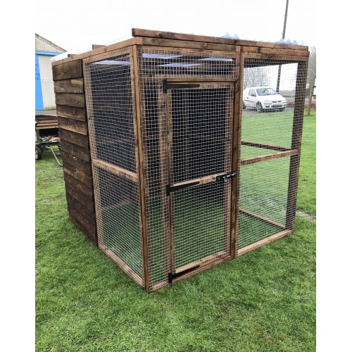 Waterproof Run with 4 fully Boarded Panels 6ft x 6ft 16G Fox Proof Dog ...